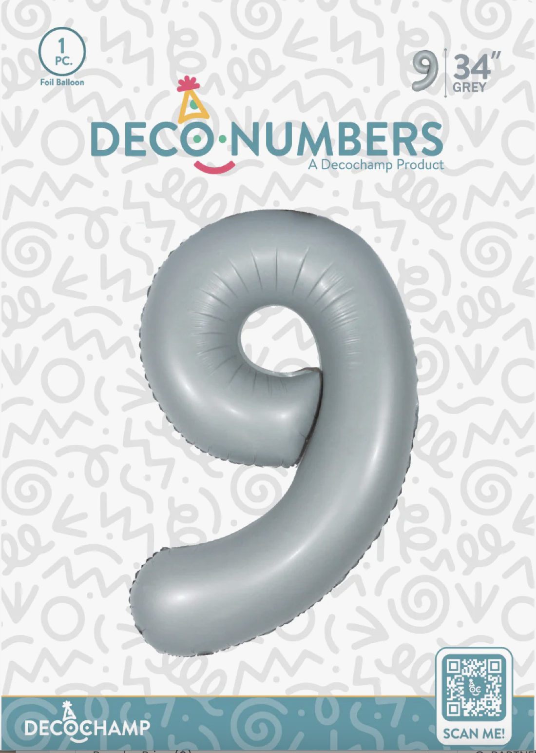 DECO NUMBER 9 GREY 34IN - Gemar Usa