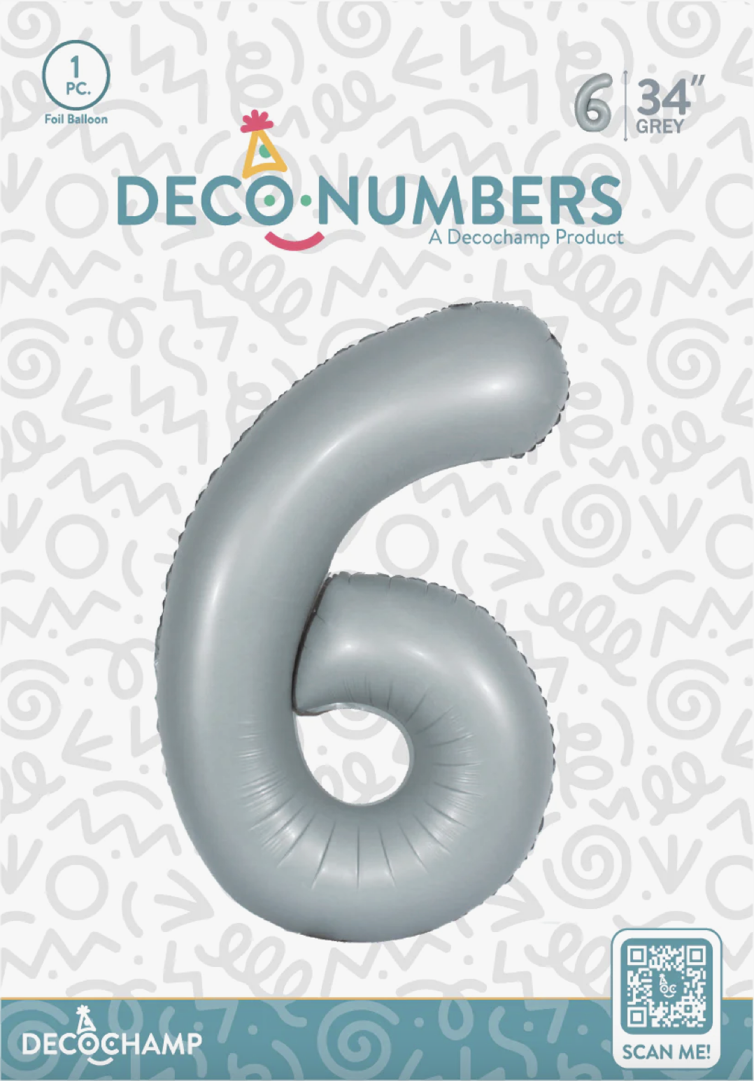 DECO NUMBER 6 GREY 34IN - Gemar Usa