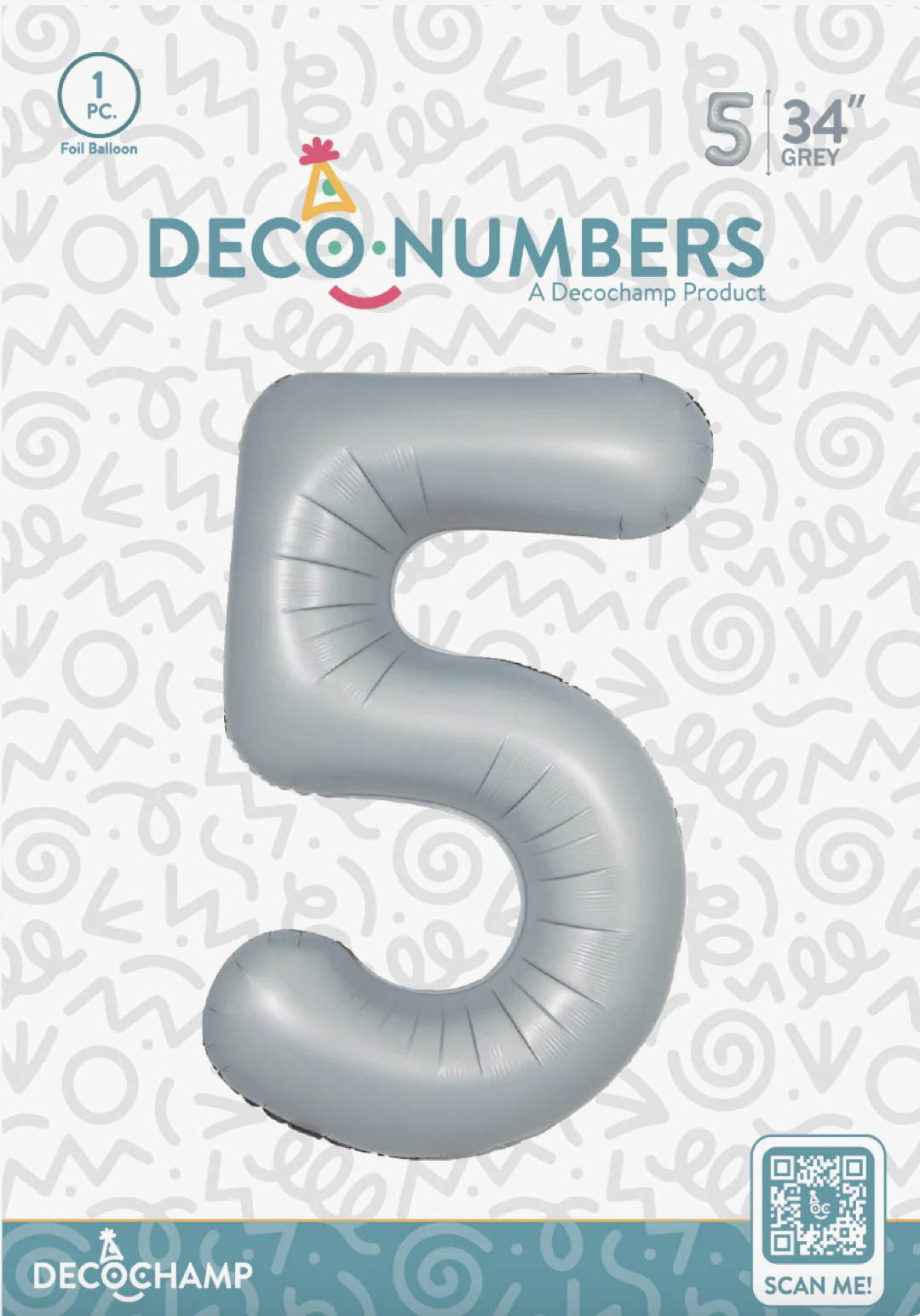 DECO NUMBER “5” GREY 34IN BY DECOCHAMP - Gemar Usa