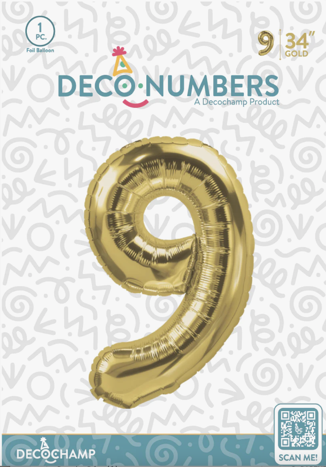 DECO NUMBER “9” GOLD 34IN BY DECOCHAMP - Gemar Usa