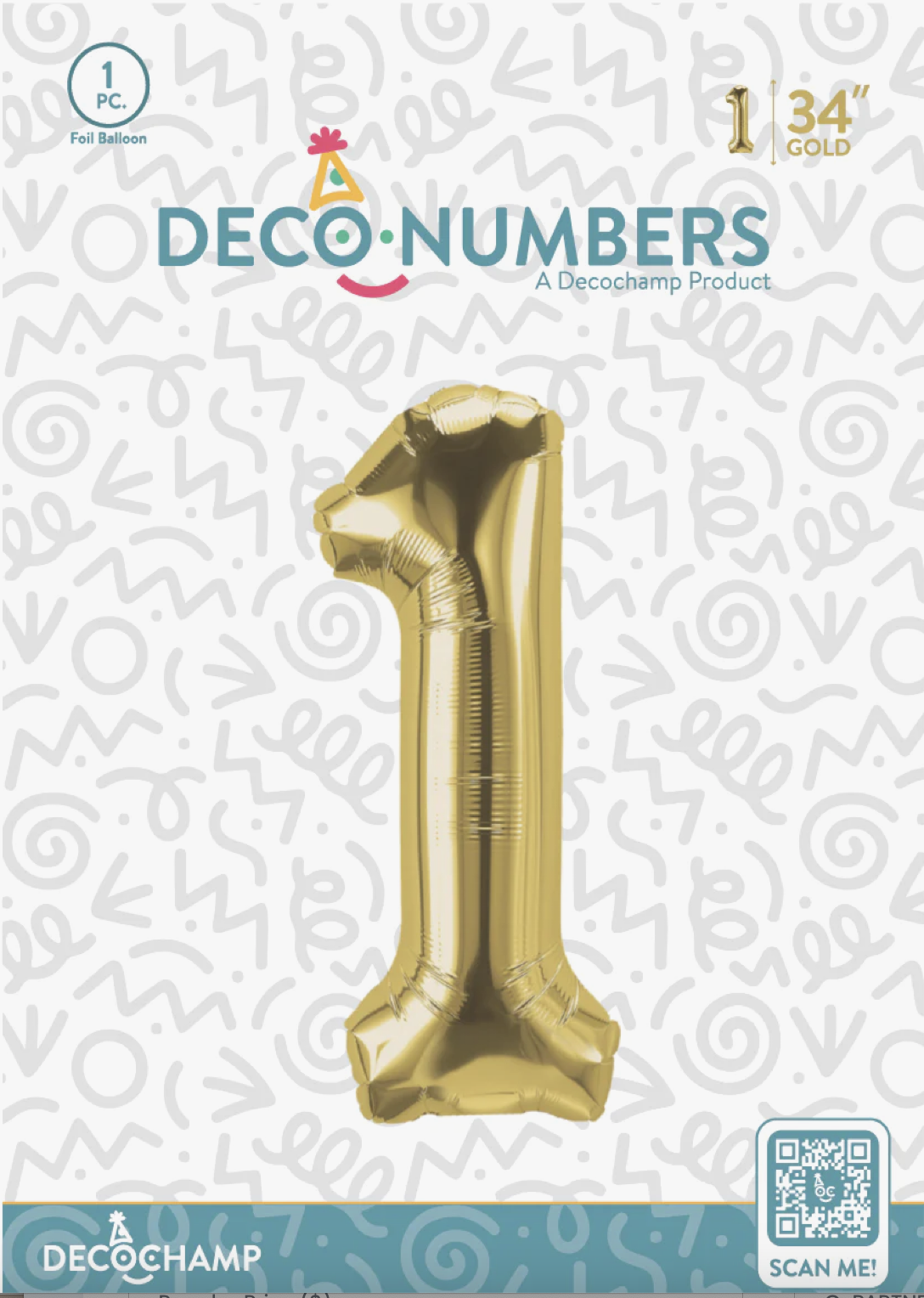 DECO NUMBER “1” GOLD 34IN BY DECOCHAMP - Gemar Usa