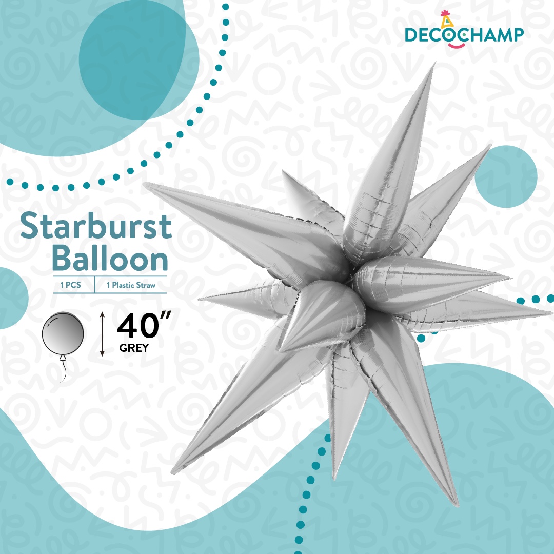 Starburst Balloons Grey 40" (10 UNITS) - Gemar Usa
