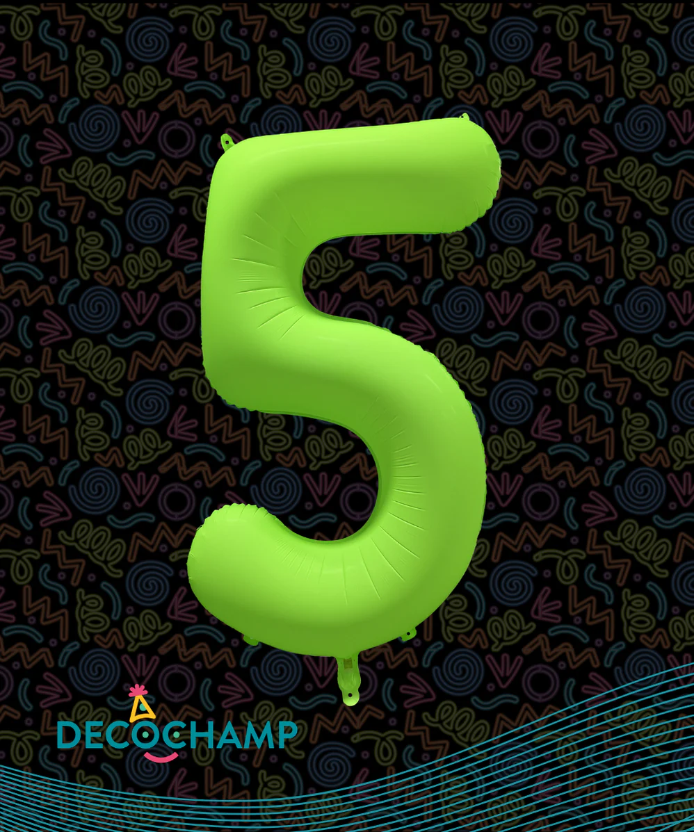 DECO NUMBER 5 NEON GREEN 34IN - Gemar Usa