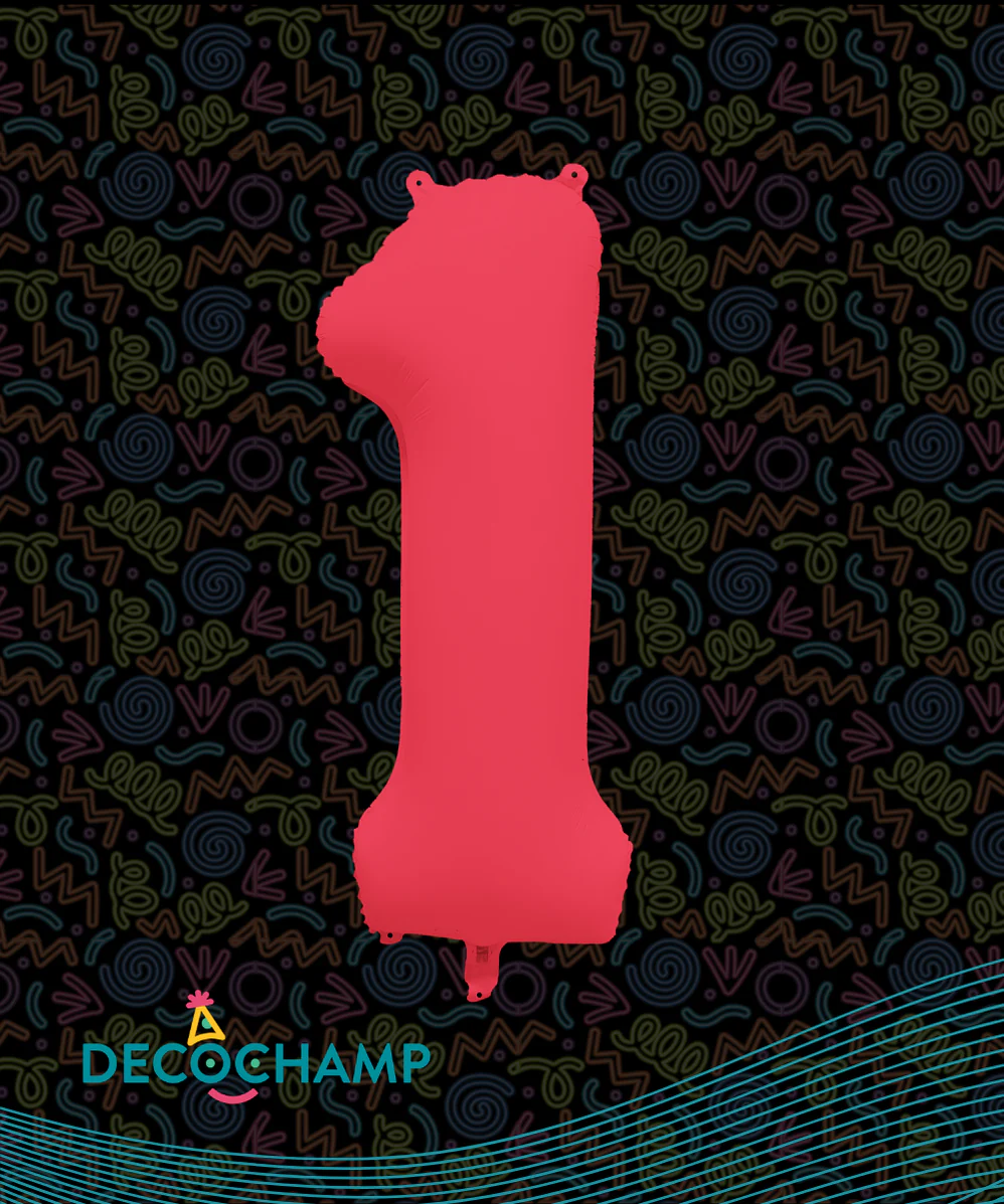 DECO NUMBER 1 NEON RED 34IN - Gemar Usa